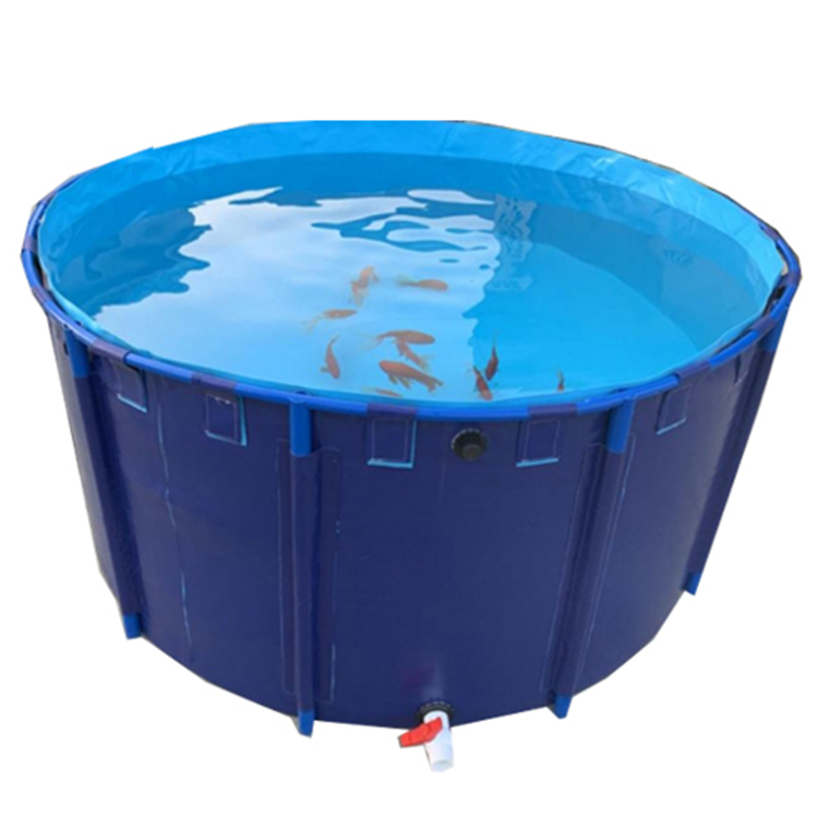 Portable fish pond with foldable Biofloc tarpaulin fish tank